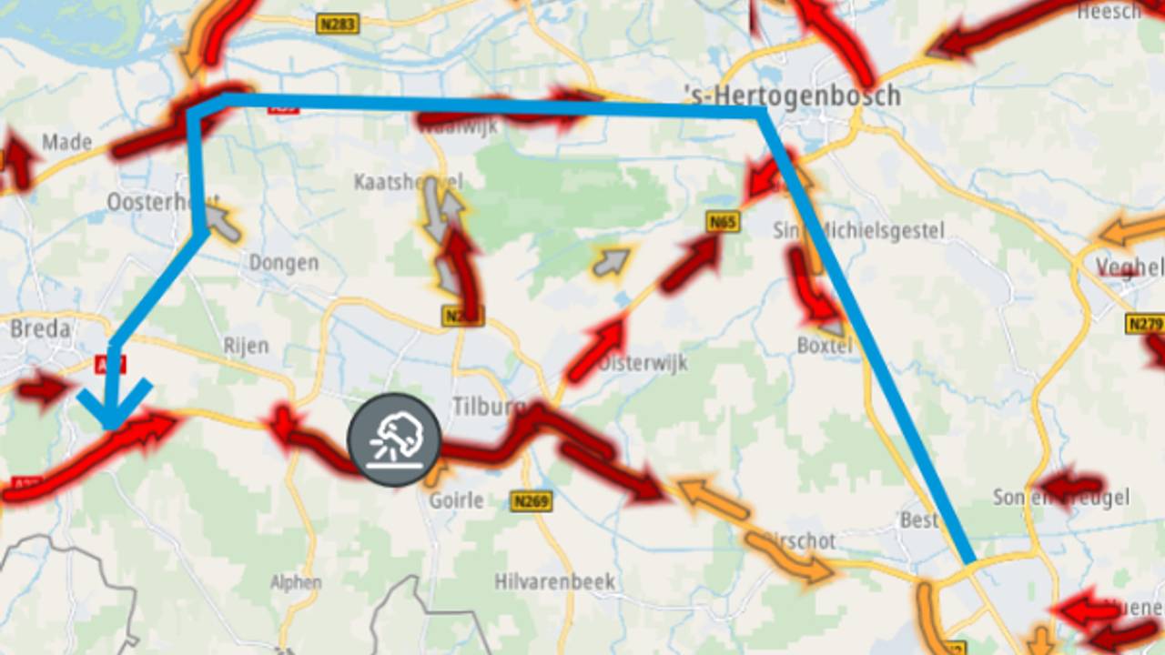 Grote drukte op Brabantse snelwegen, A59 bij Heusden dicht - Omroep ...